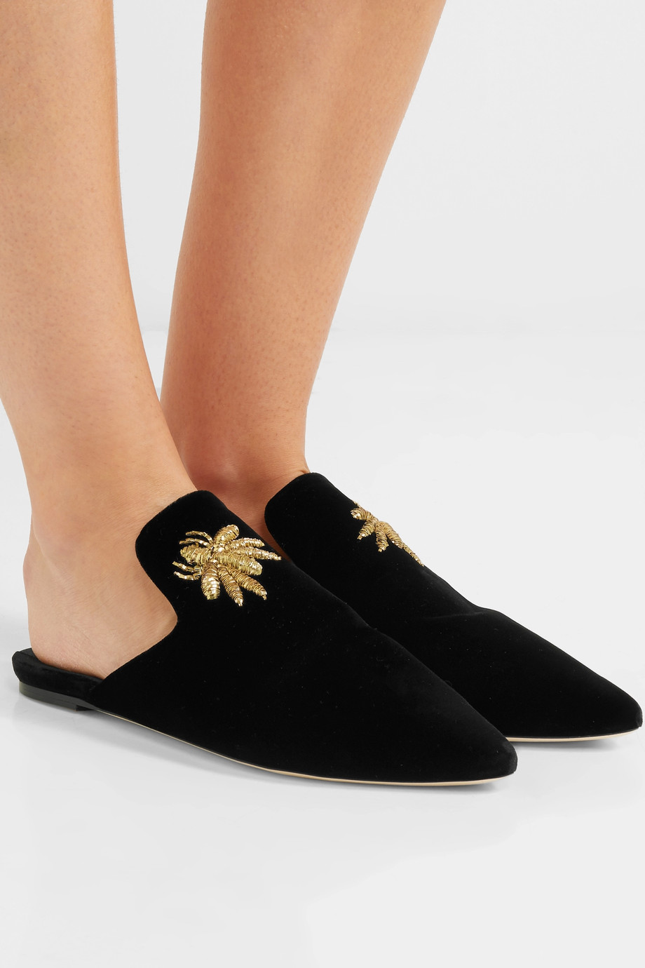 embroidered-bee-velvet-slippers