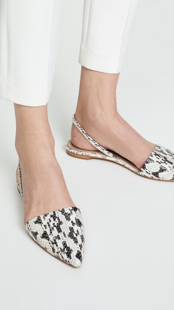 snakeskin-print-slingback-flats-pointed-toe-black-white